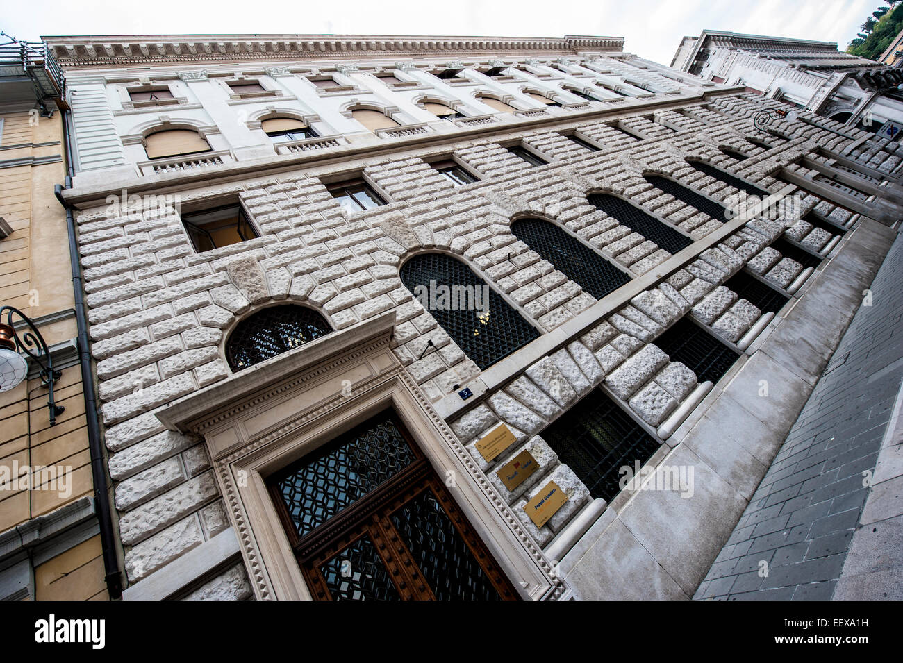 Limestone facade of an old building in Trieste, Italy Stock Photo - Alamy