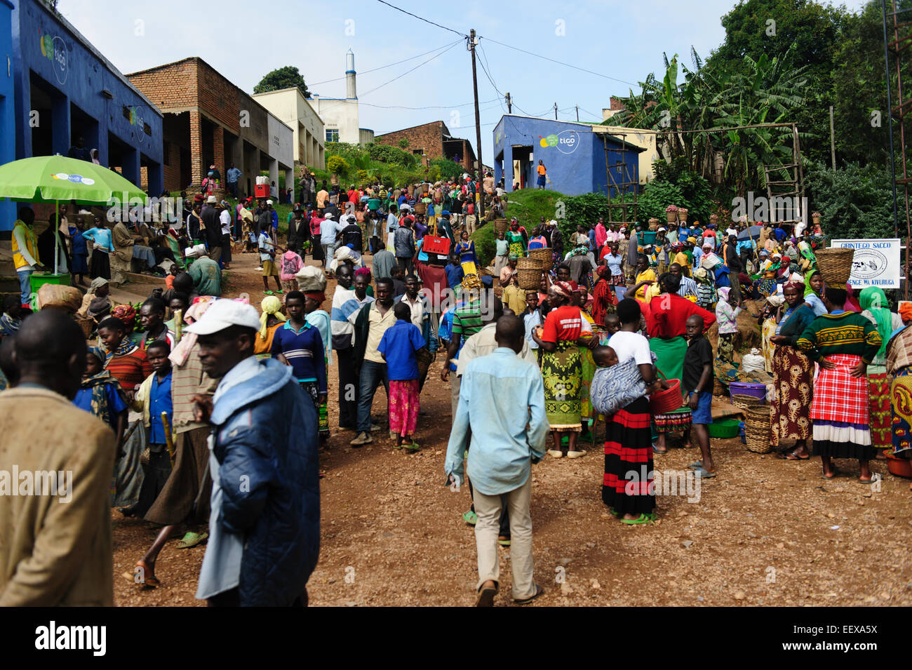 Market day in a village in Gakenge District. Rwanda East Africa Stock ...