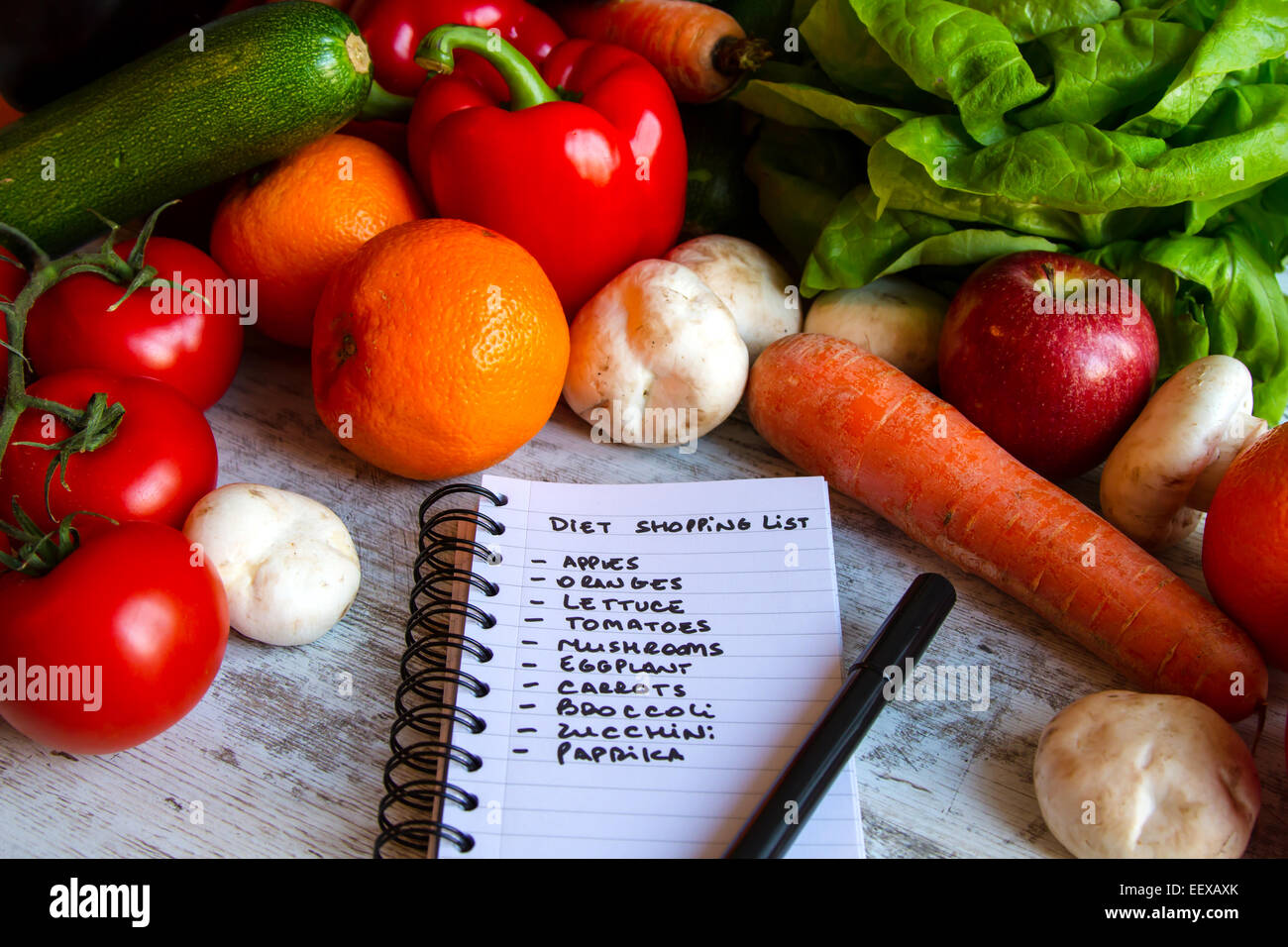 Buying vegetables and fruits, after doing the shopping list Stock Photo ...