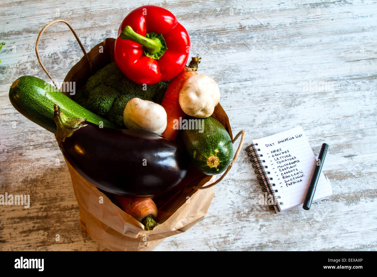 Buying vegetables and fruits, after doing the shopping list Stock Photo ...