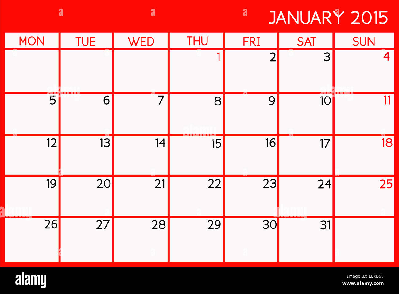 Blank Calendar January 2015