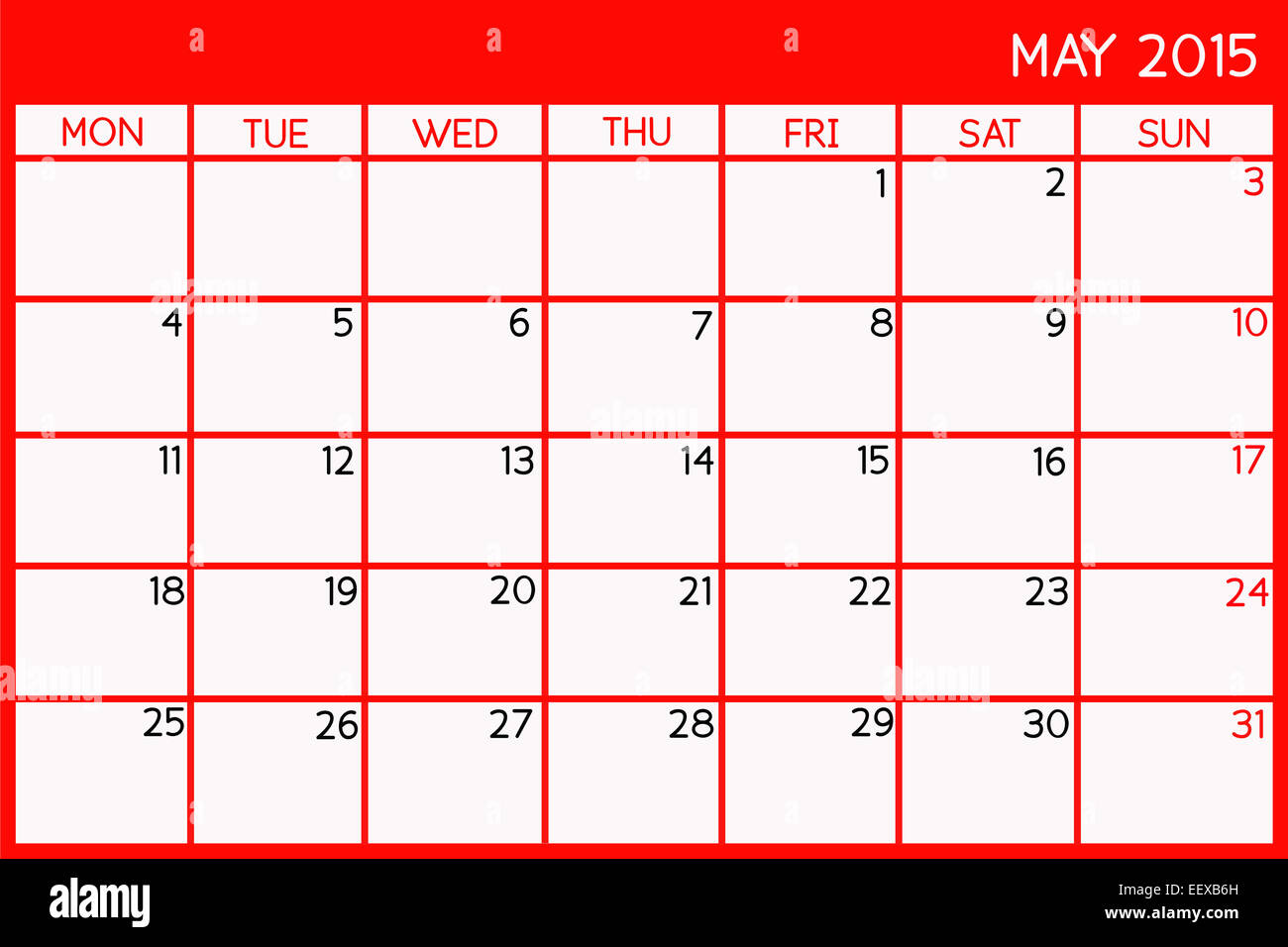 Blank Calendar of May, 2015 Stock Photo - Alamy