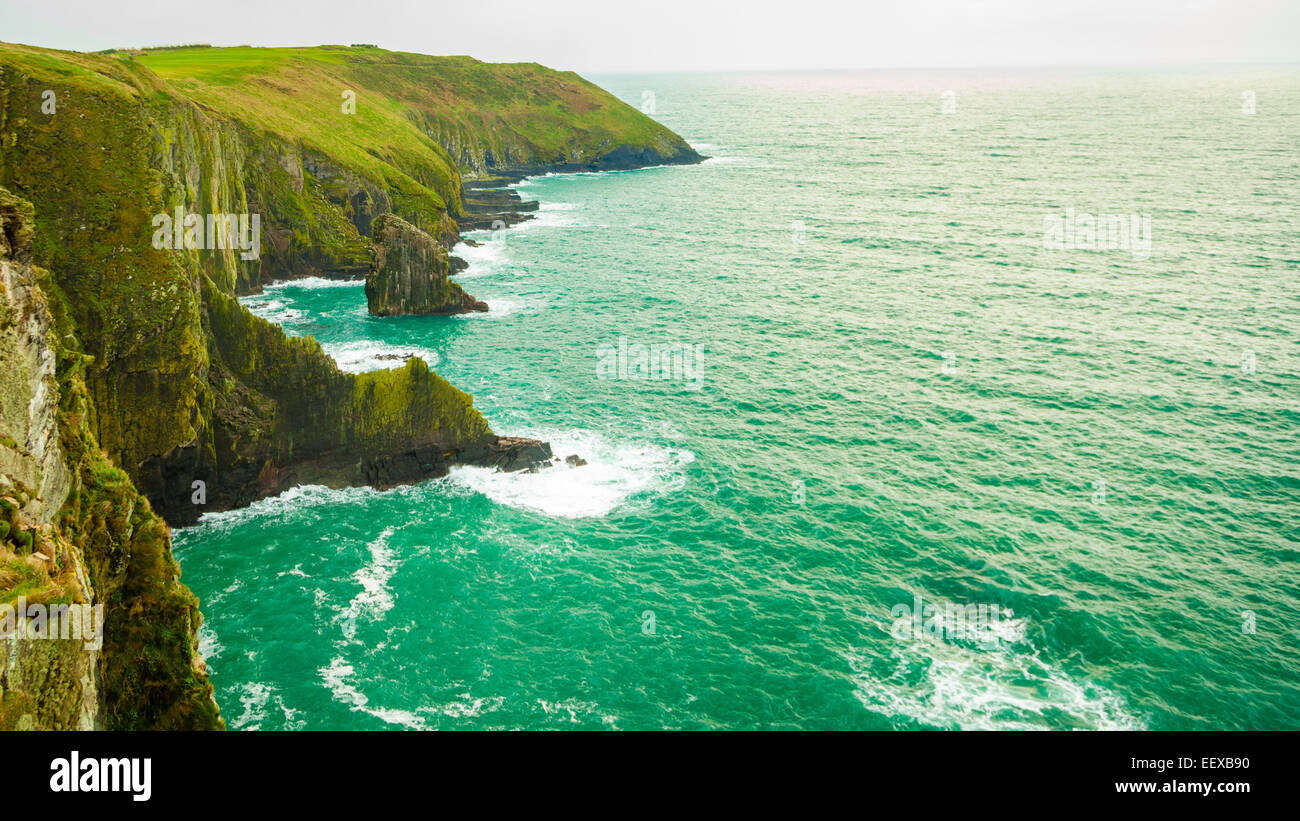 Irish landscape. Coastline atlantic ocean rocky coast scenery. County ...