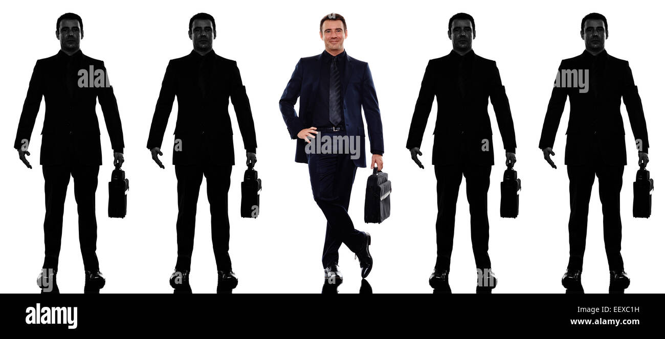 business man people standing in a row in silhouette shadow withe ...