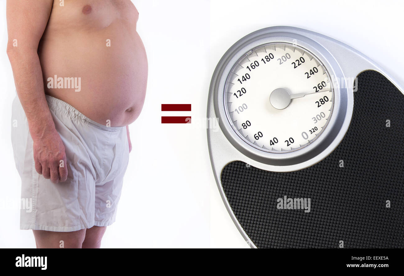 Fat man on scale hi-res stock photography and images - Alamy