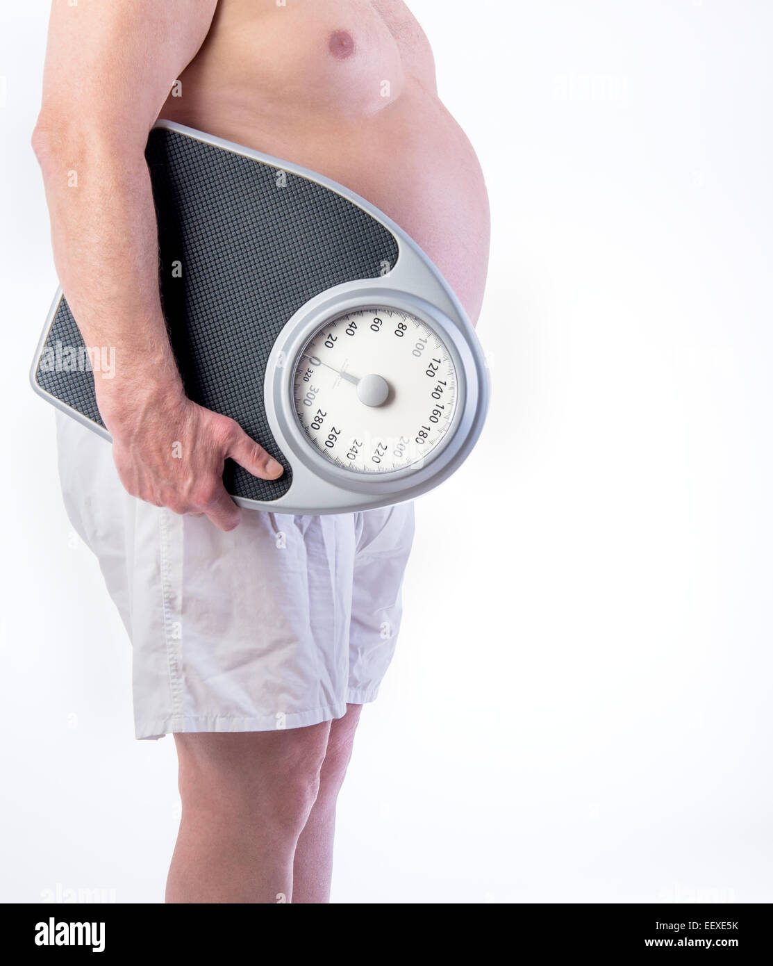 Fat man on scale hi-res stock photography and images - Alamy
