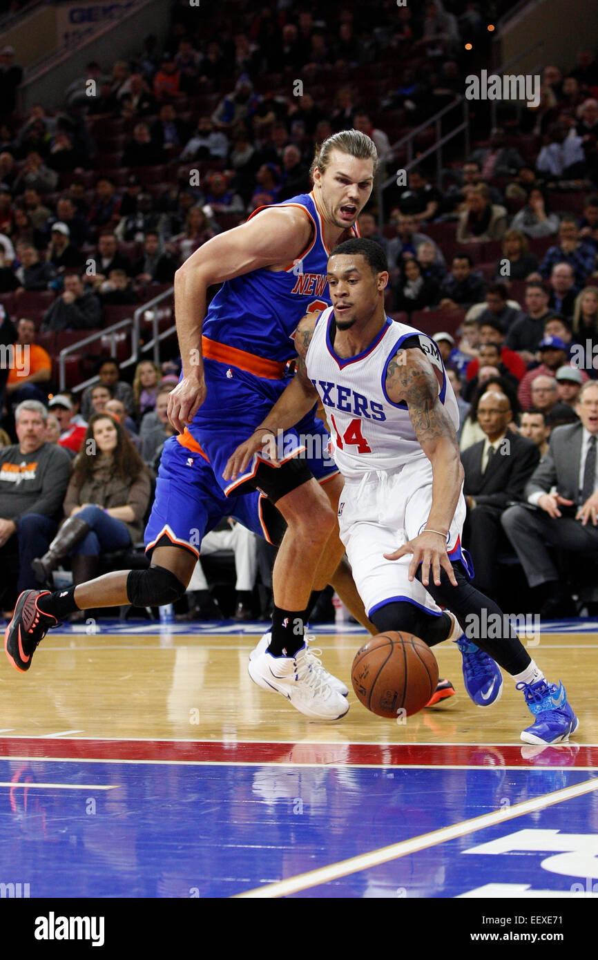 January 21, 2015: Philadelphia 76ers guard K.J. McDaniels (14) drives ...