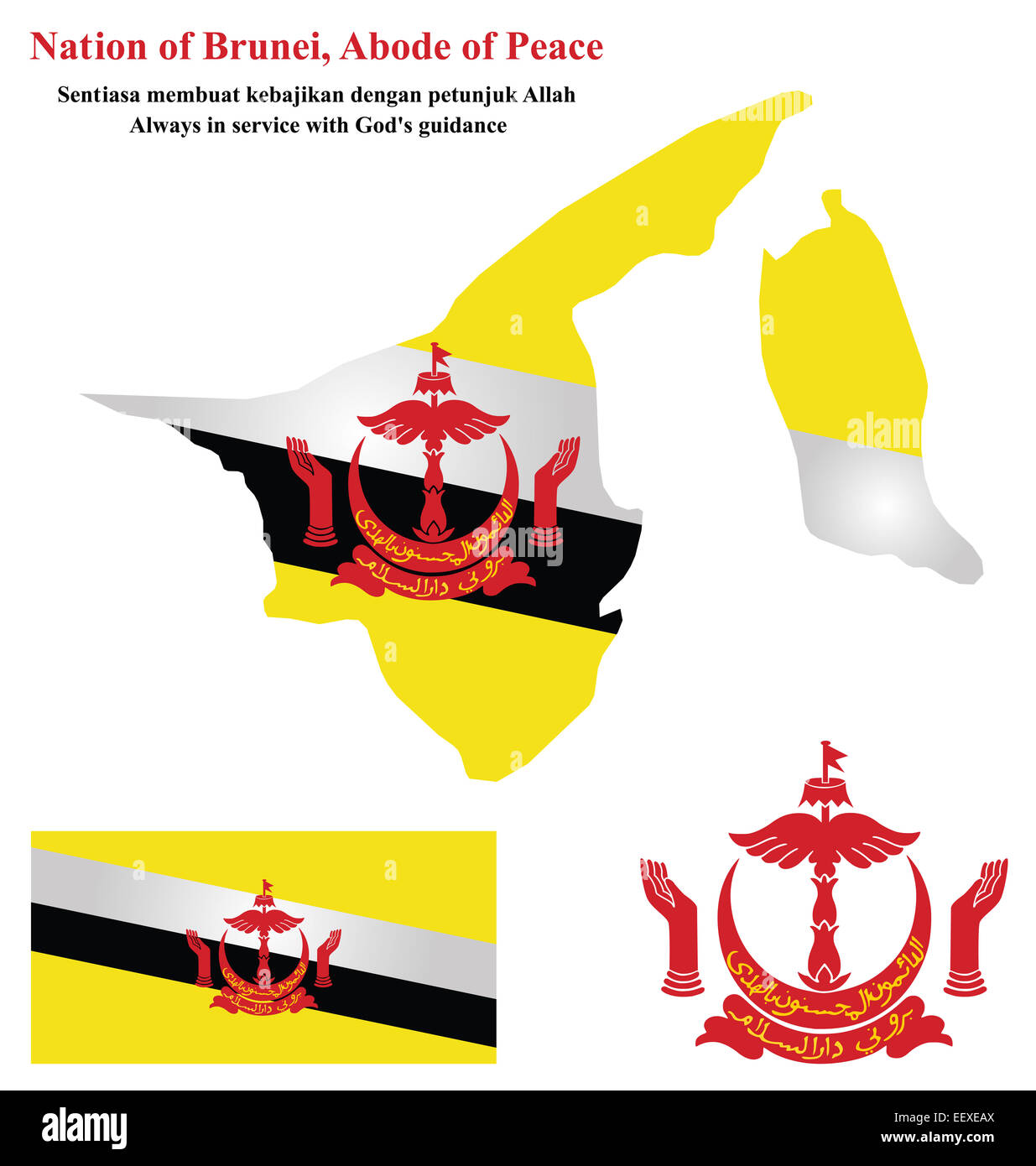Flag and national emblem of the Nation of Brunei Stock Photo - Alamy