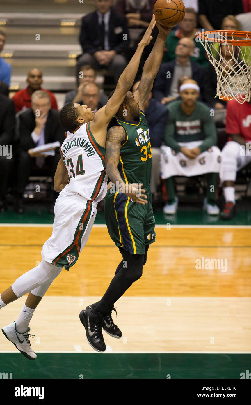 Milwaukee, WI, USA. 22nd Jan, 2015. Milwaukee Bucks forward Giannis ...