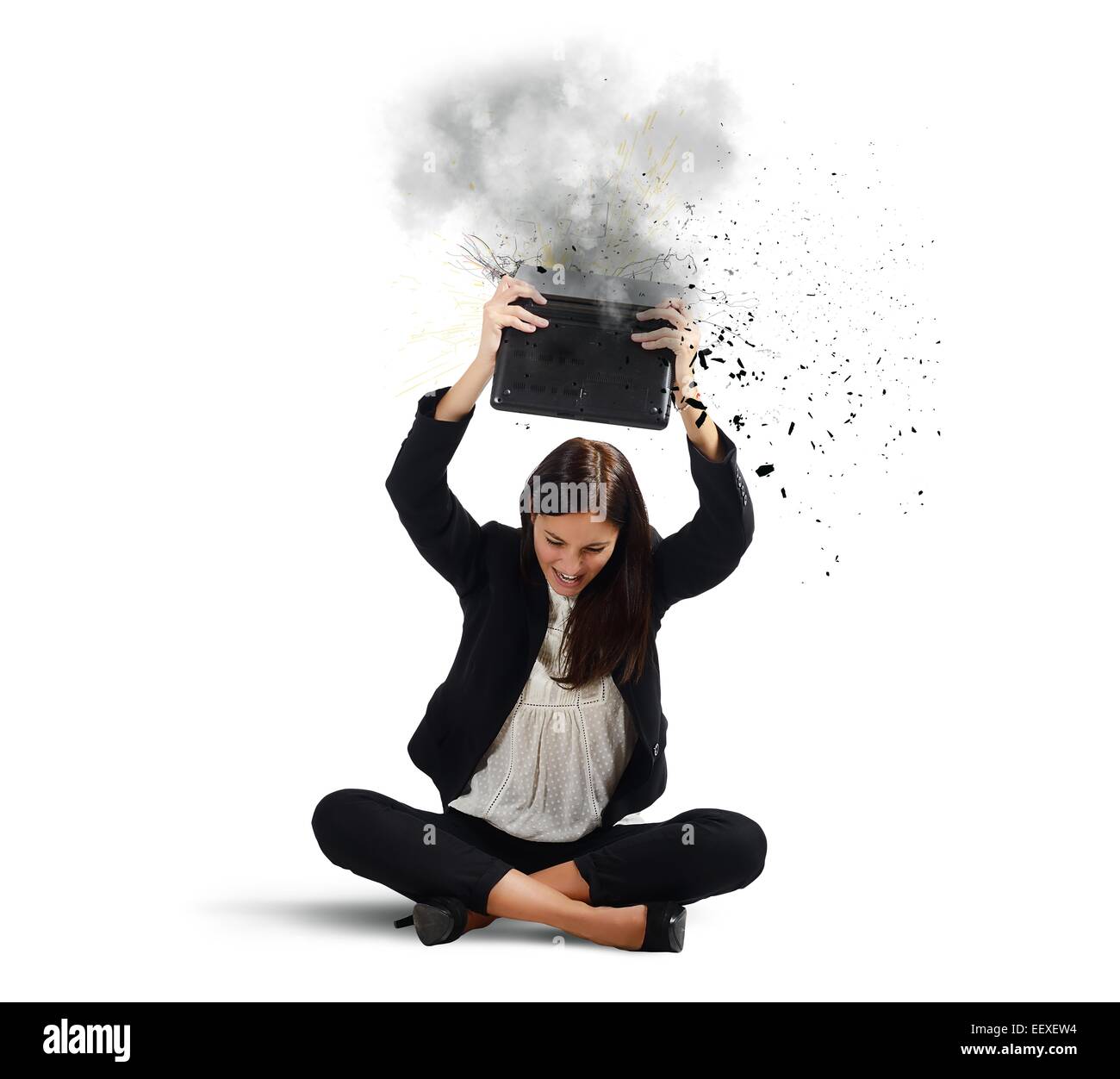 Problem computer woman breakdown Cut Out Stock Images & Pictures - Alamy
