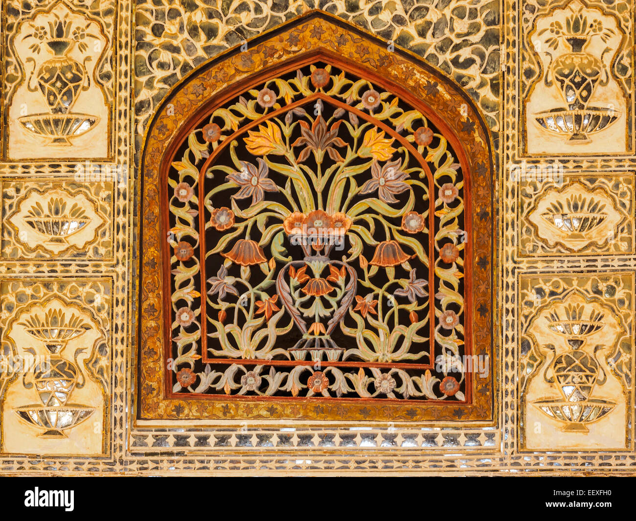 Colorful Floral Marble Window at Amer Palace in Jaipur, Rajasthan ...