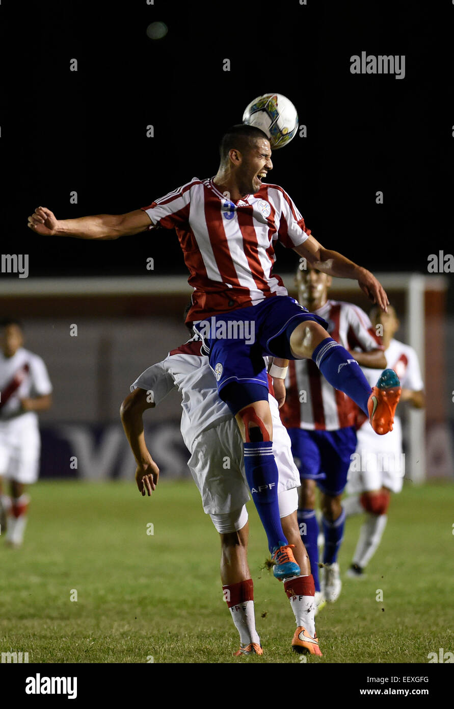 Colonia, Uruguay. 22nd Jan, 2015. Paraguay's Ivan Canete (Front ...