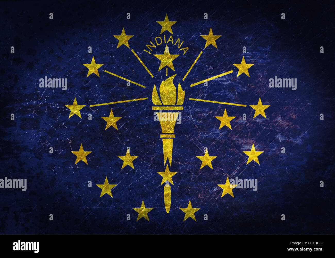 Old rusty metal sign with a flag - Indiana Stock Photo - Alamy