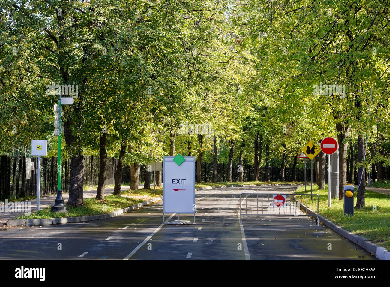 Entrance is forbidden, a prohibited zone in autumn city park Stock ...