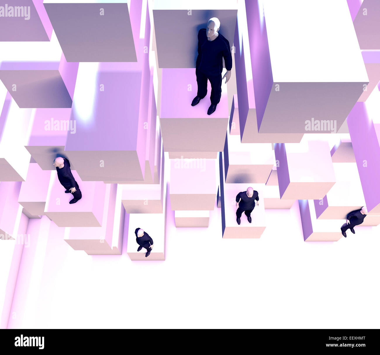 Group of tiny people sitting on wall. Conceptual illustration Stock ...