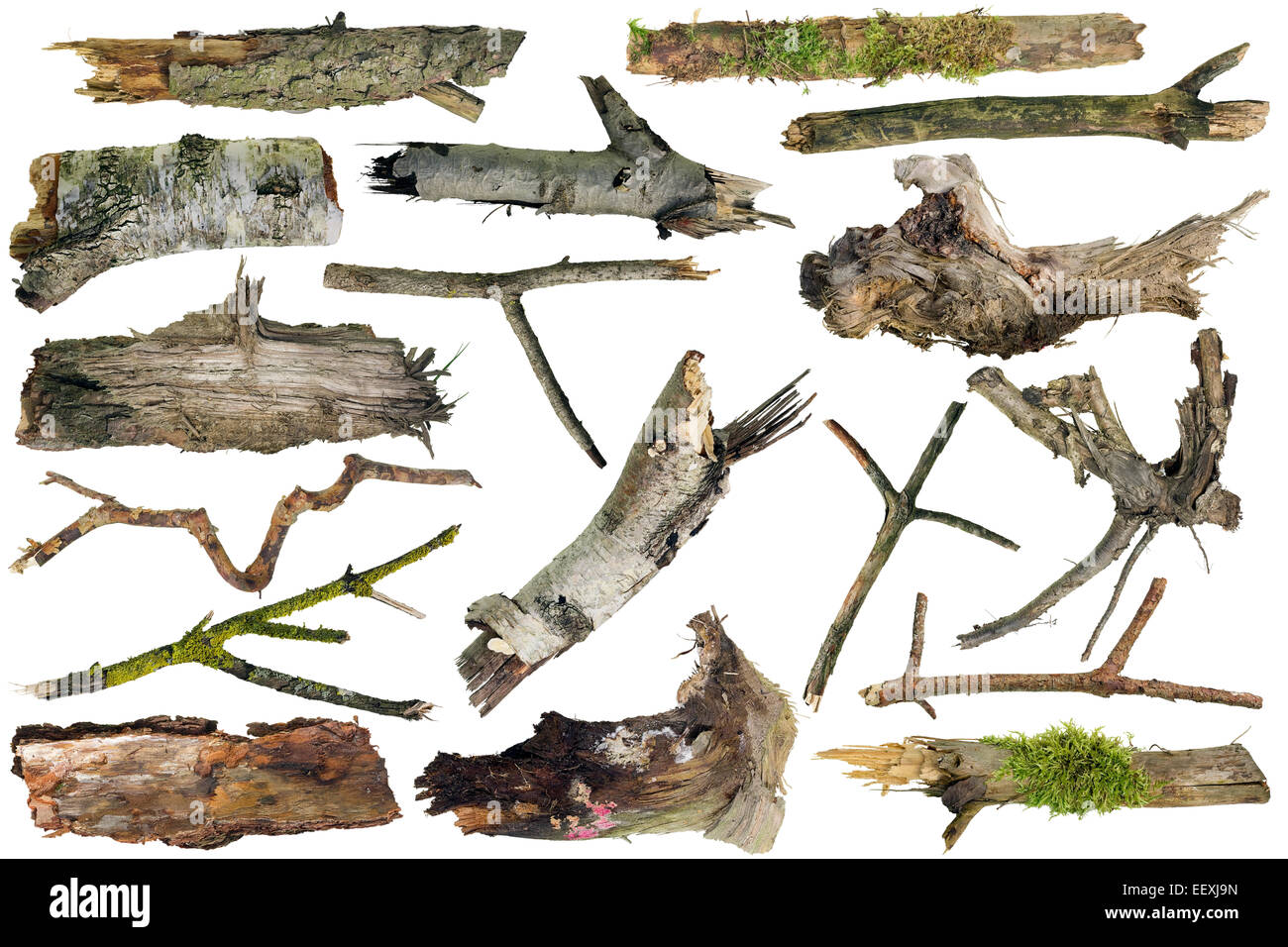 Clumsy rough ugly forest wooden artifacts isolated collage Stock Photo ...