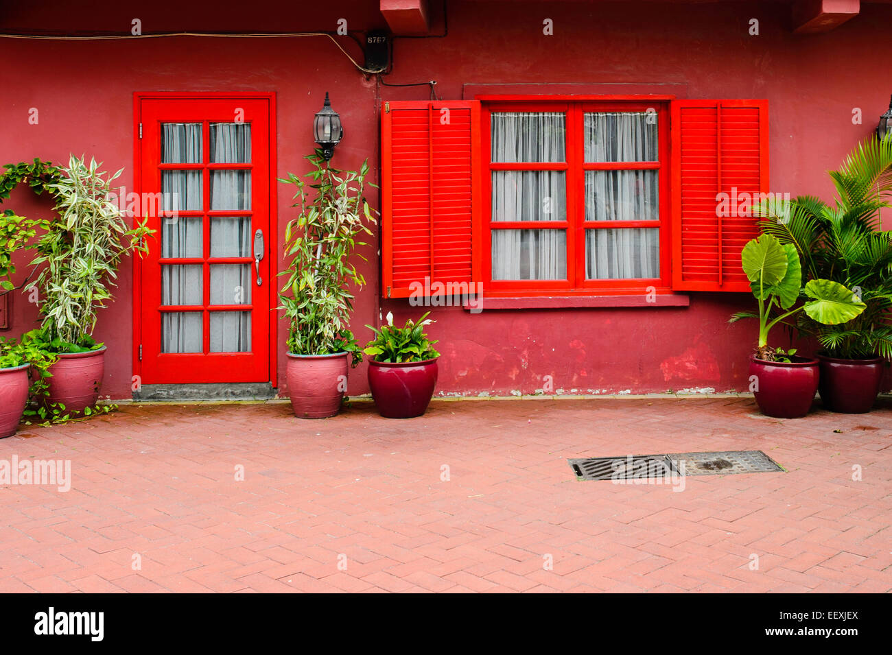 Colorful house in Macau Stock Photo - Alamy