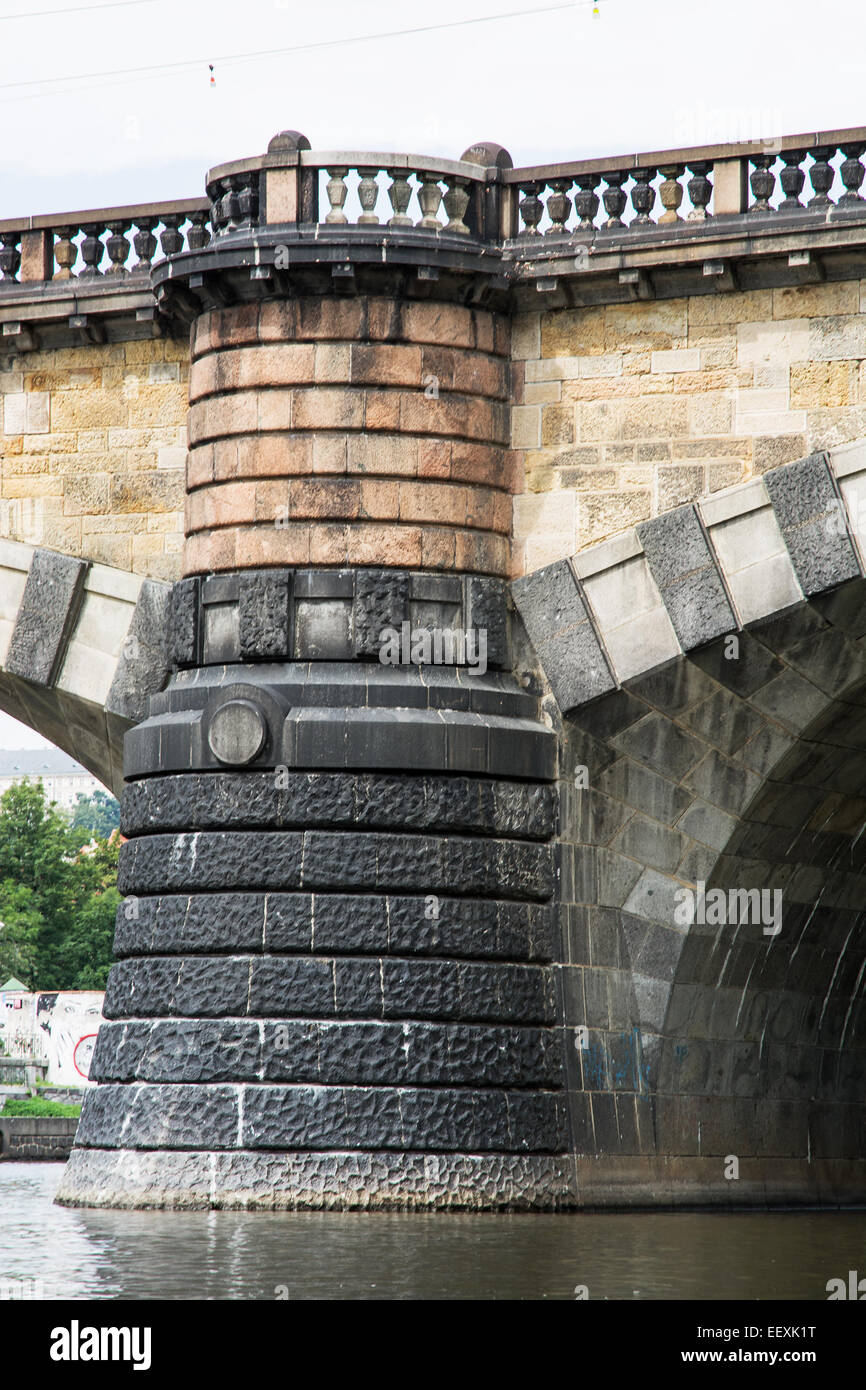 Stone bridge pylon in Prague city Stock Photo - Alamy