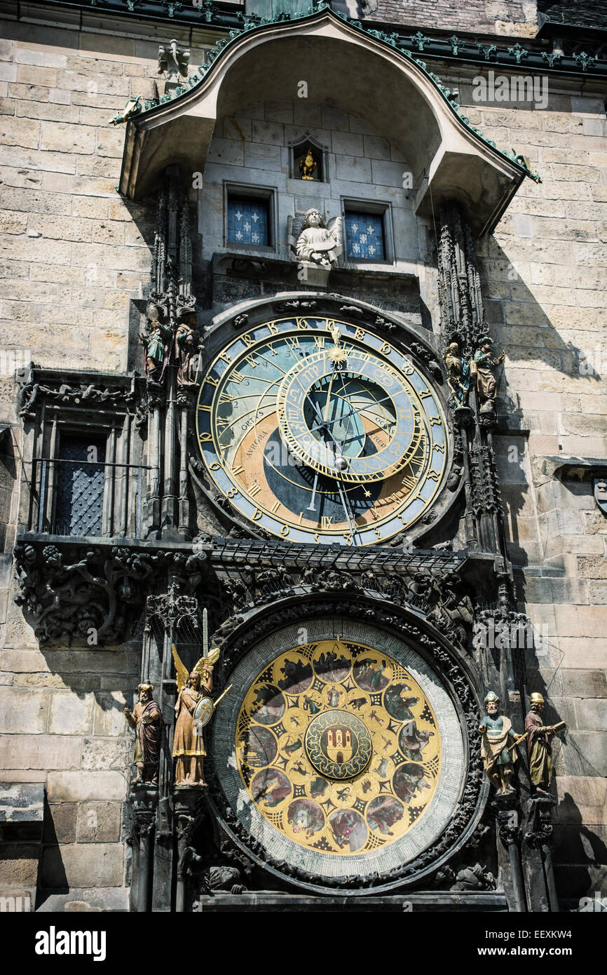 Colossal astronomical clock in Prague, Czech republic, Europe. Cultural ...