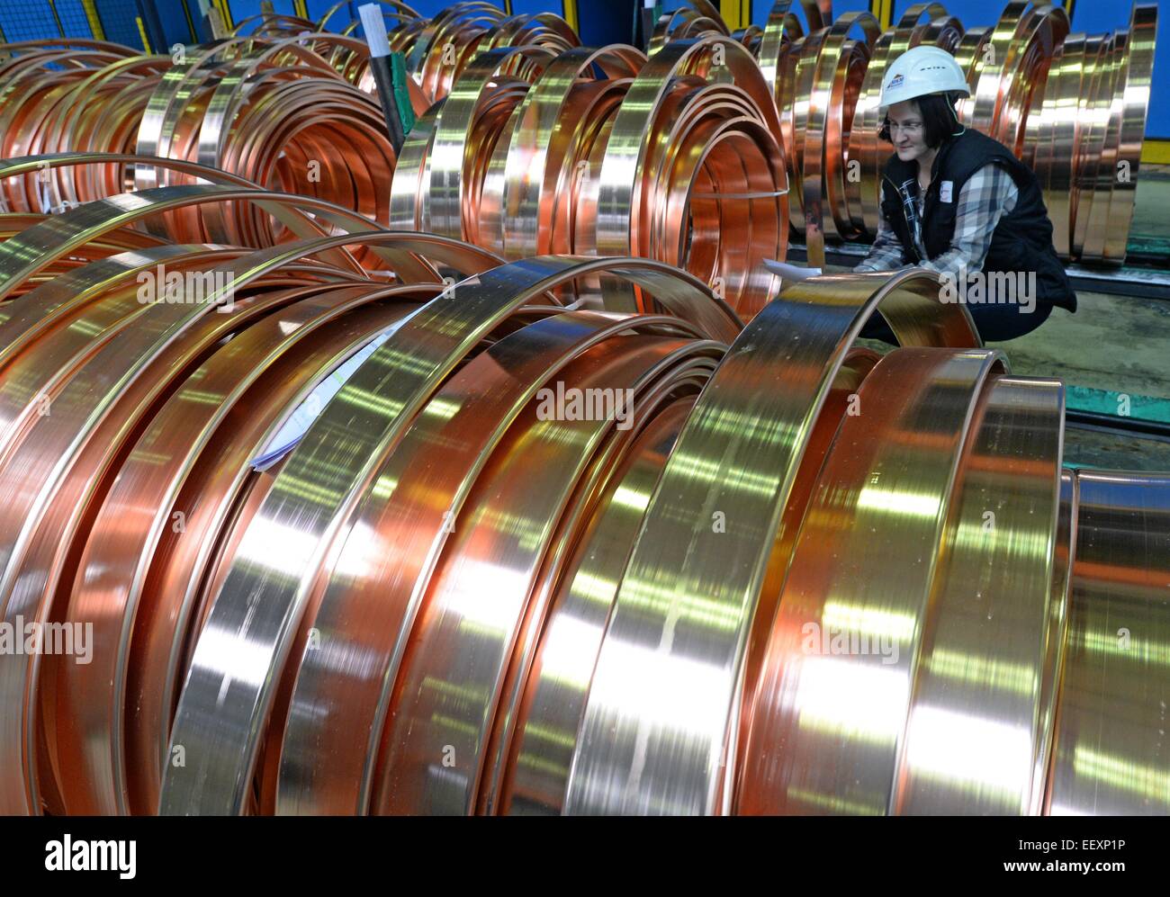 Staff member Sabine Burkert of copper and brass supply manufacturer ...
