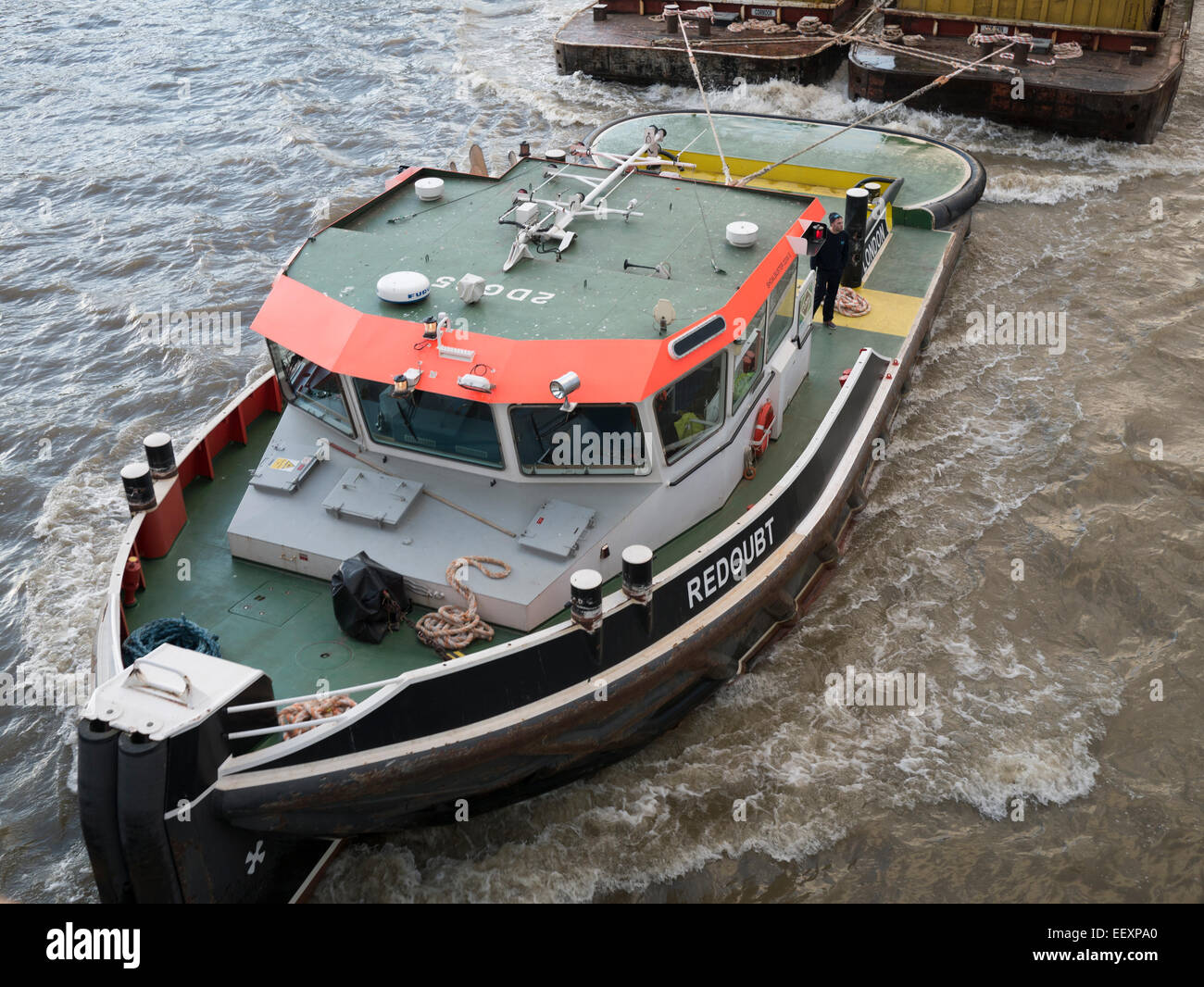 Redoubt tug boat, one of Cory Riverside Thames tug fleet, moving ...