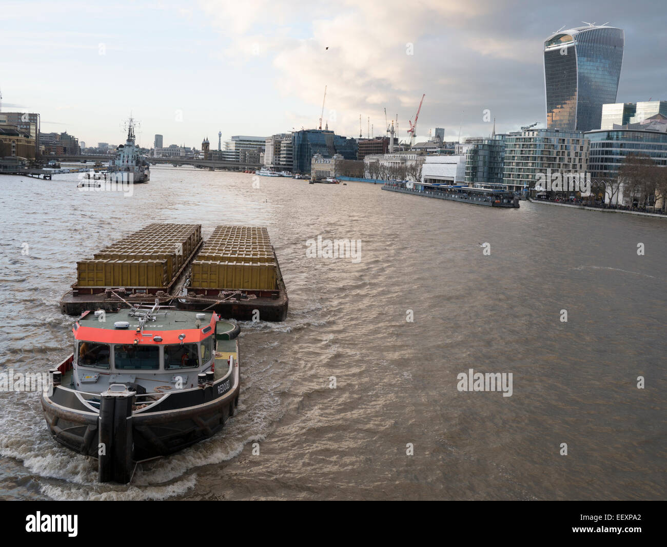 Redoubt tug boat, one of Cory Riverside Thames tug fleet, moving ...