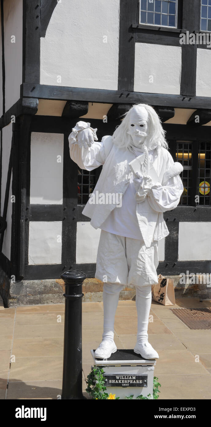 Mime Artist as The Ghost of William Shakespeare on Henley Street in ...