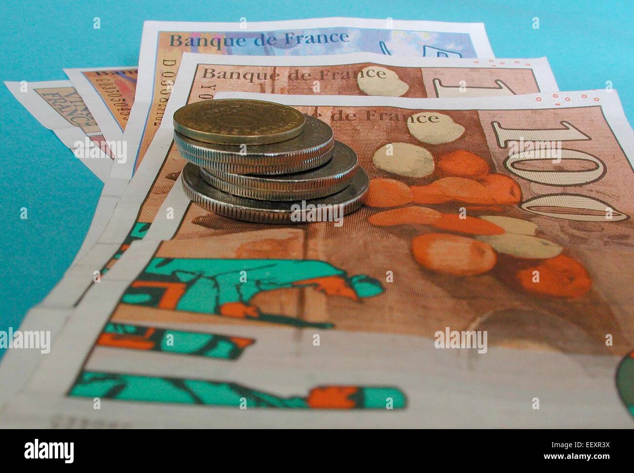 Banknotes French Francs currency of France Stock Photo - Alamy