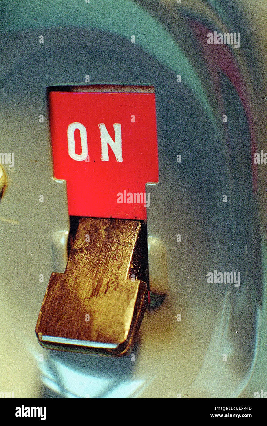 electrical switch switched to on Stock Photo - Alamy