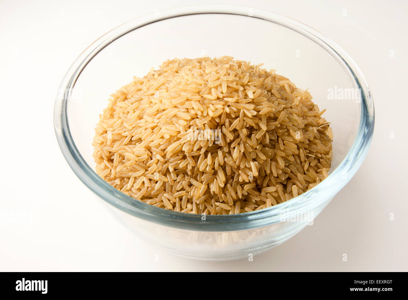 Brown Rice in a Glass Bowl Stock Photo - Alamy