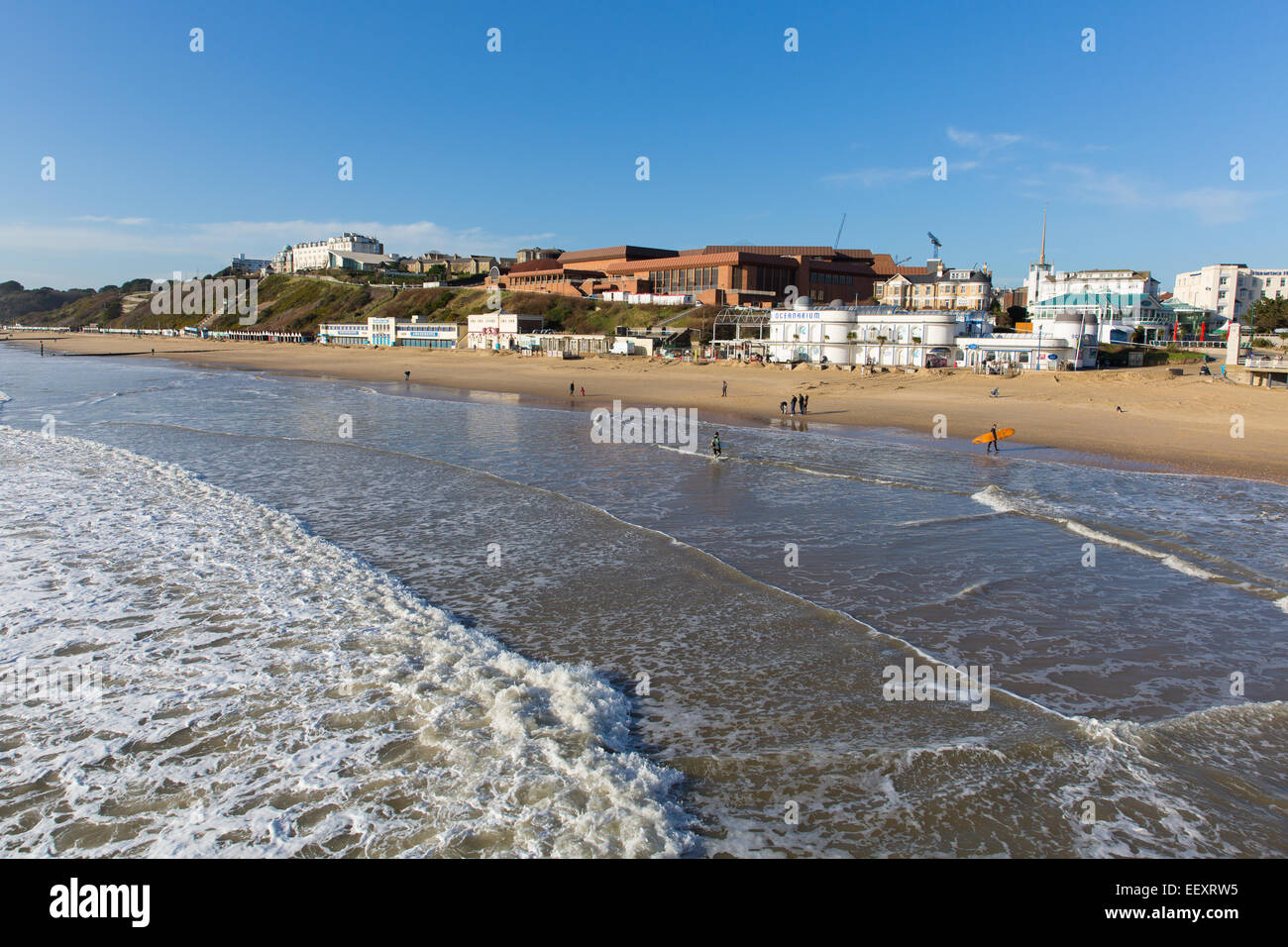 Waves on Bournemouth beach Dorset England UK near to Poole known for ...