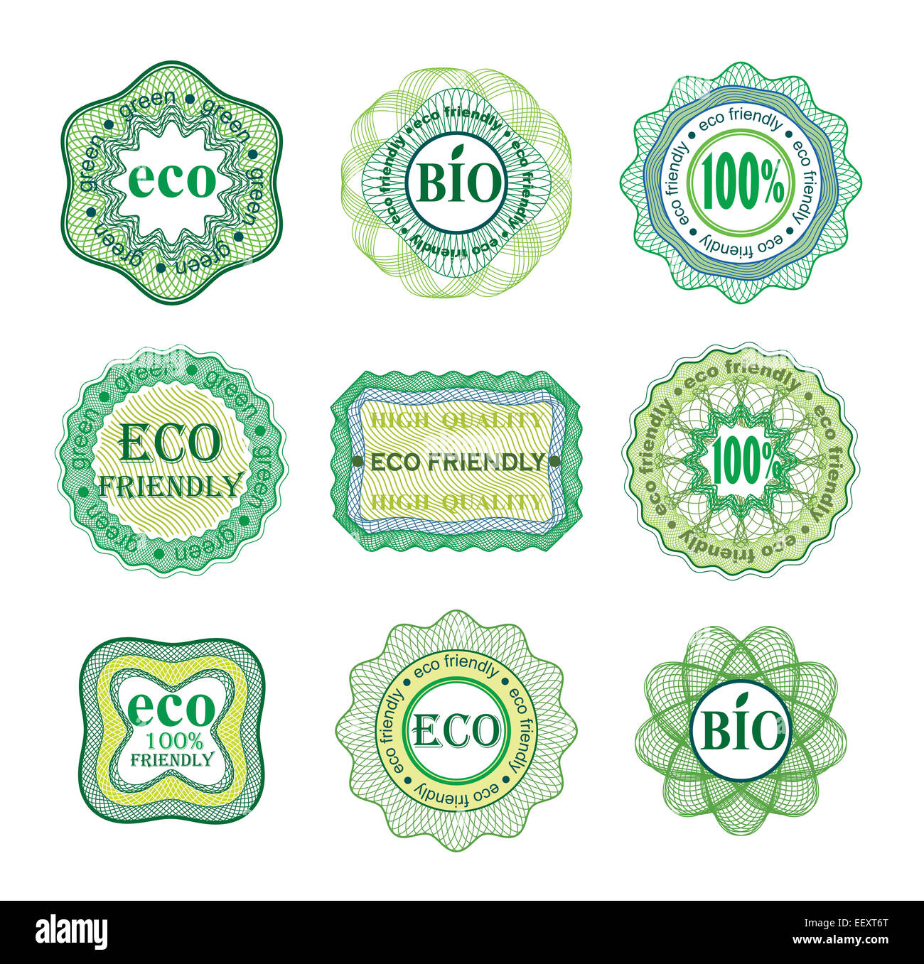 Set of labels for green technology and production Stock Photo - Alamy