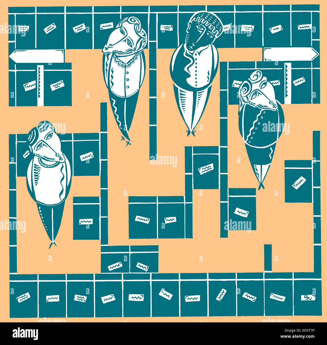 Office Maze Labyrinth Illustration symbolizing confusion, decision ...