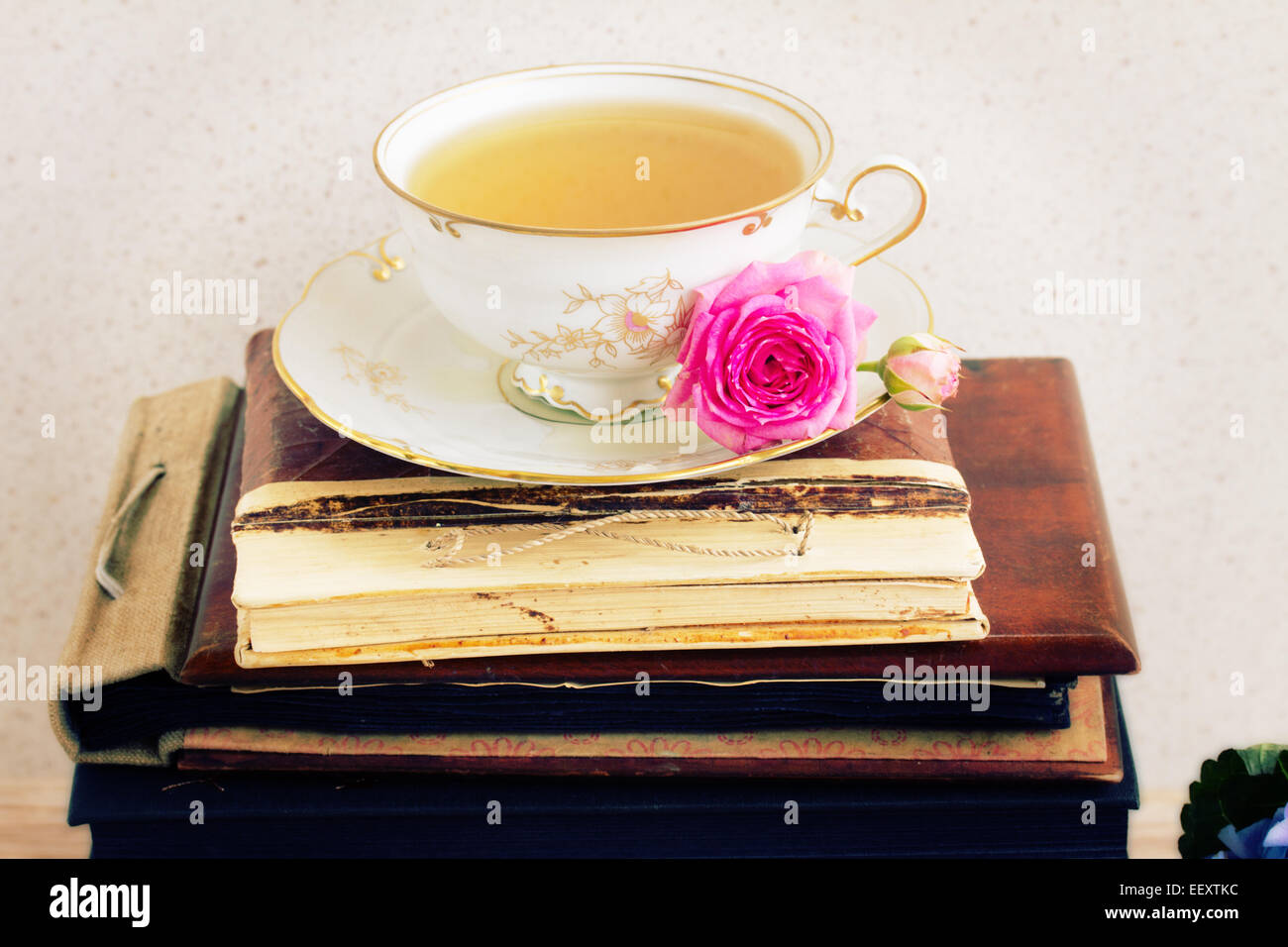 books with cup of tea Stock Photo - Alamy
