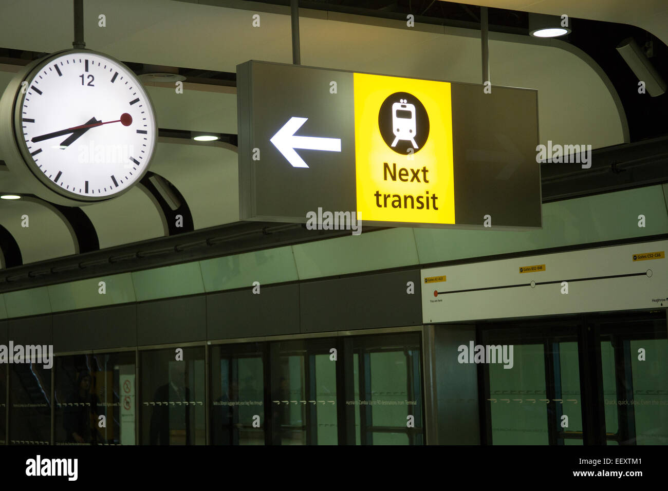 Terminal 5 shuttle train sign Stock Photo - Alamy