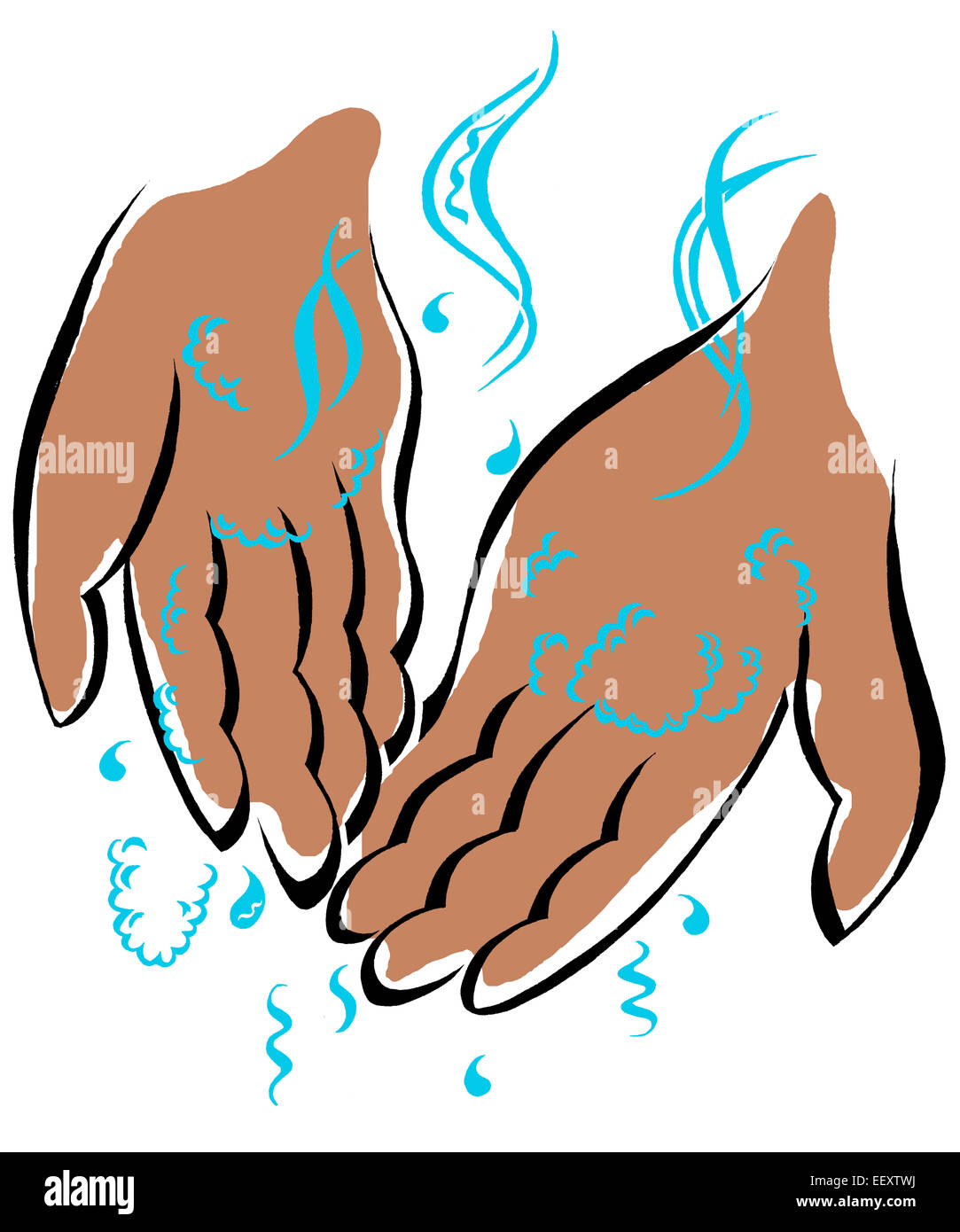 Handwashing Illustration Washing And Rinsing With Water – Hygiene and ...