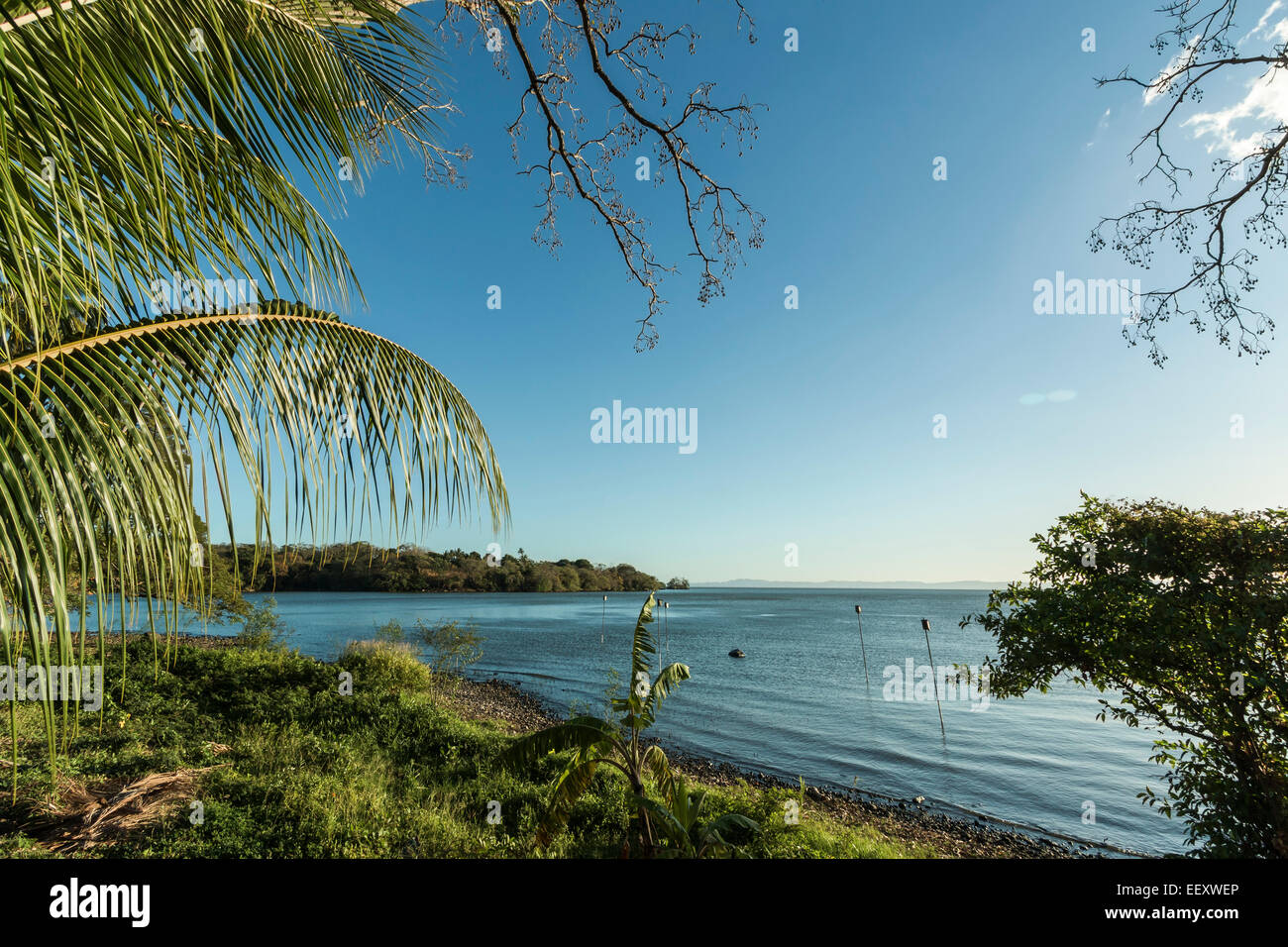 Lakeside scene looking west at Merida in the island's south east corner ...