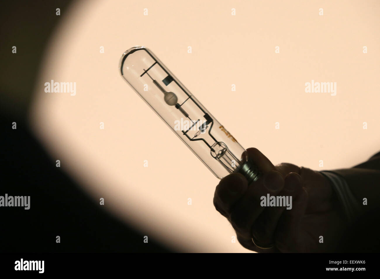 A halogen metal vapour lamp for street and sidewalk lighting at the ...