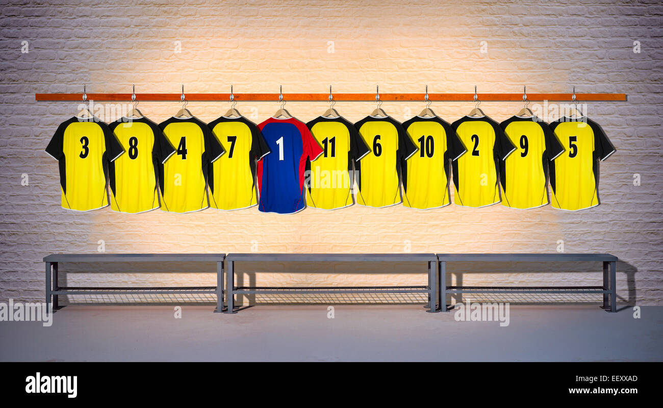 Row of football shirts hi-res stock photography and images - Alamy