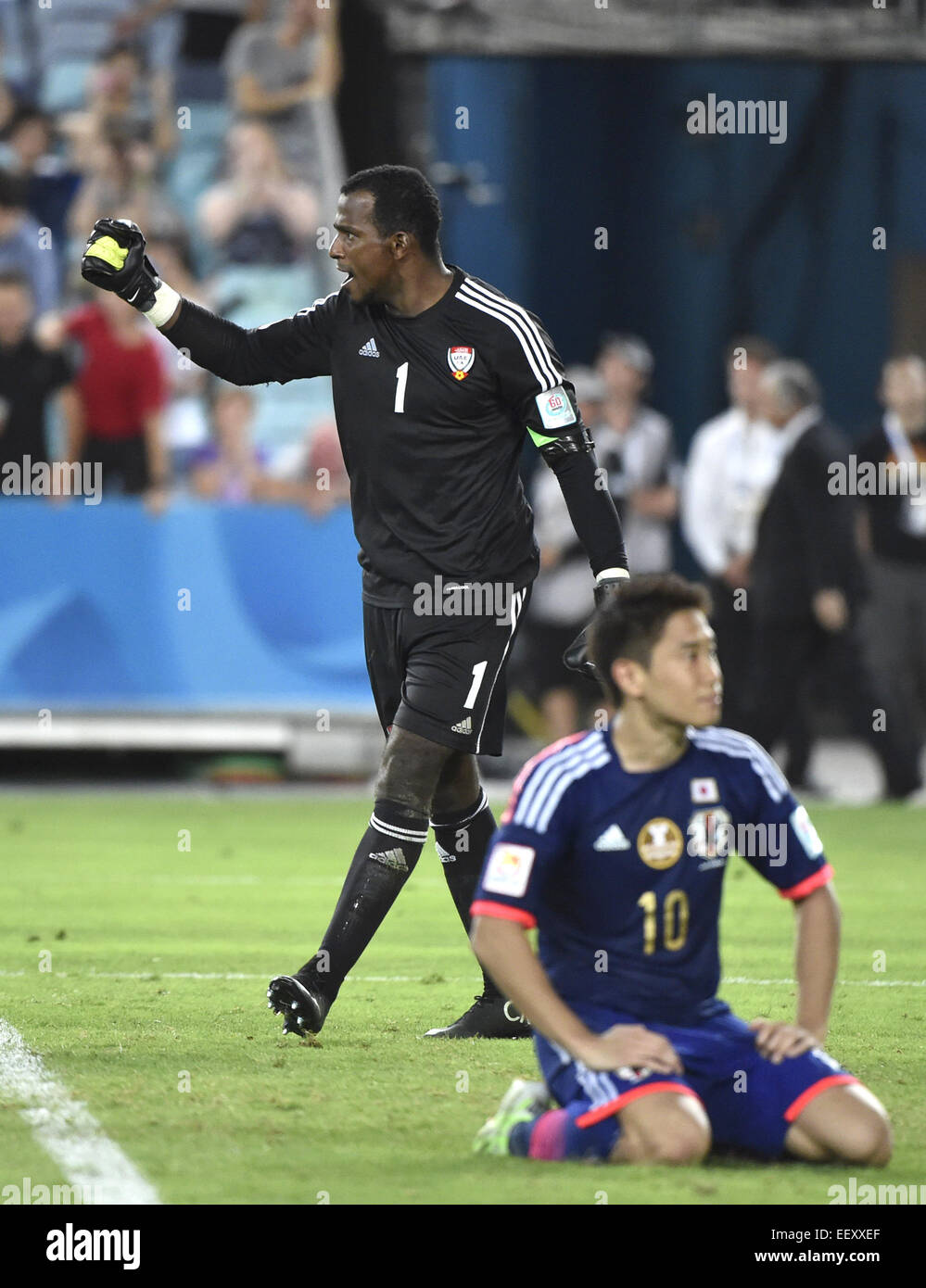 Sydney, Australia. 23rd January, 2015. Majed Naser (L), goalkeeper of ...