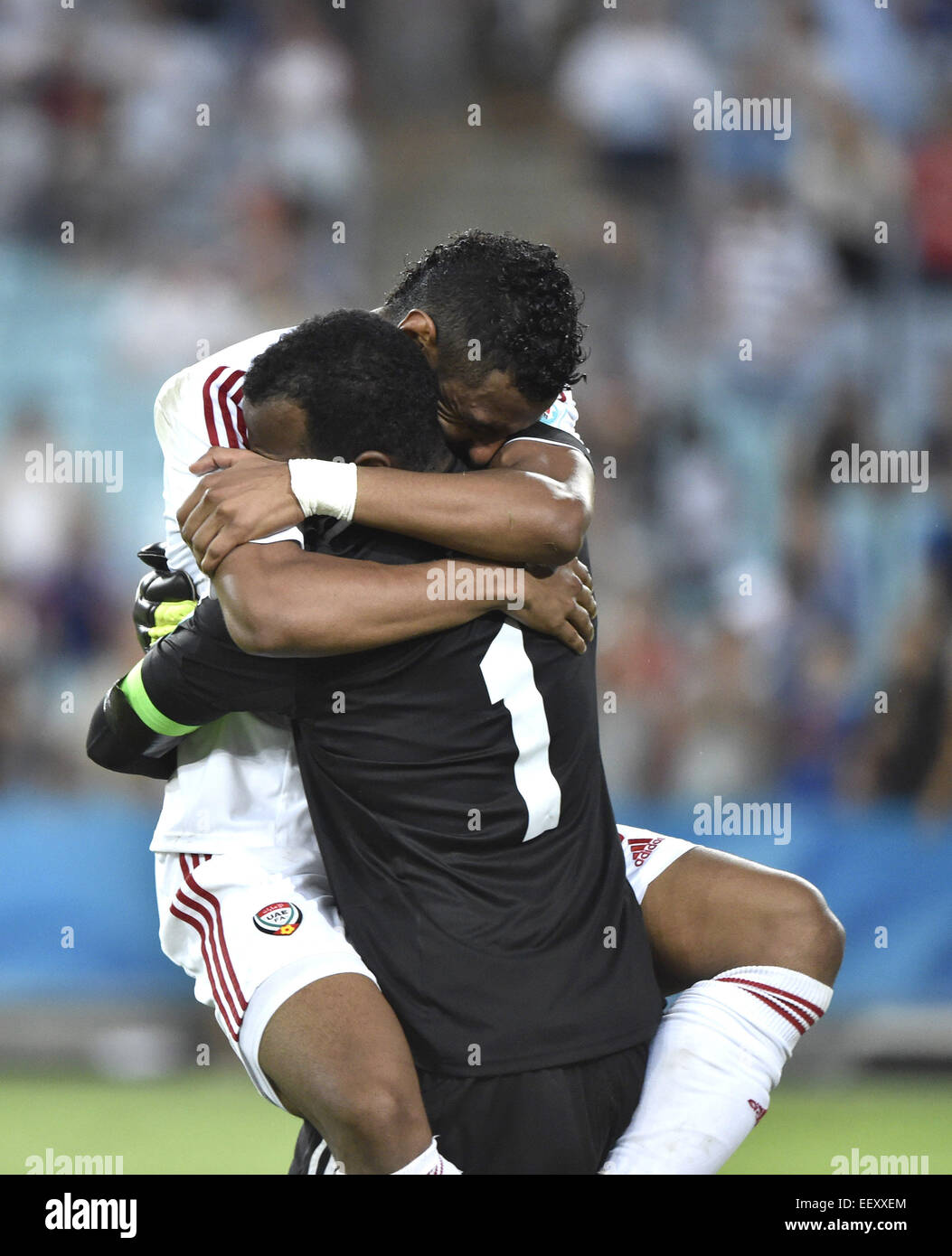Sydney, Australia. 23rd January, 2015. Majed Naser (front), goalkeeper ...