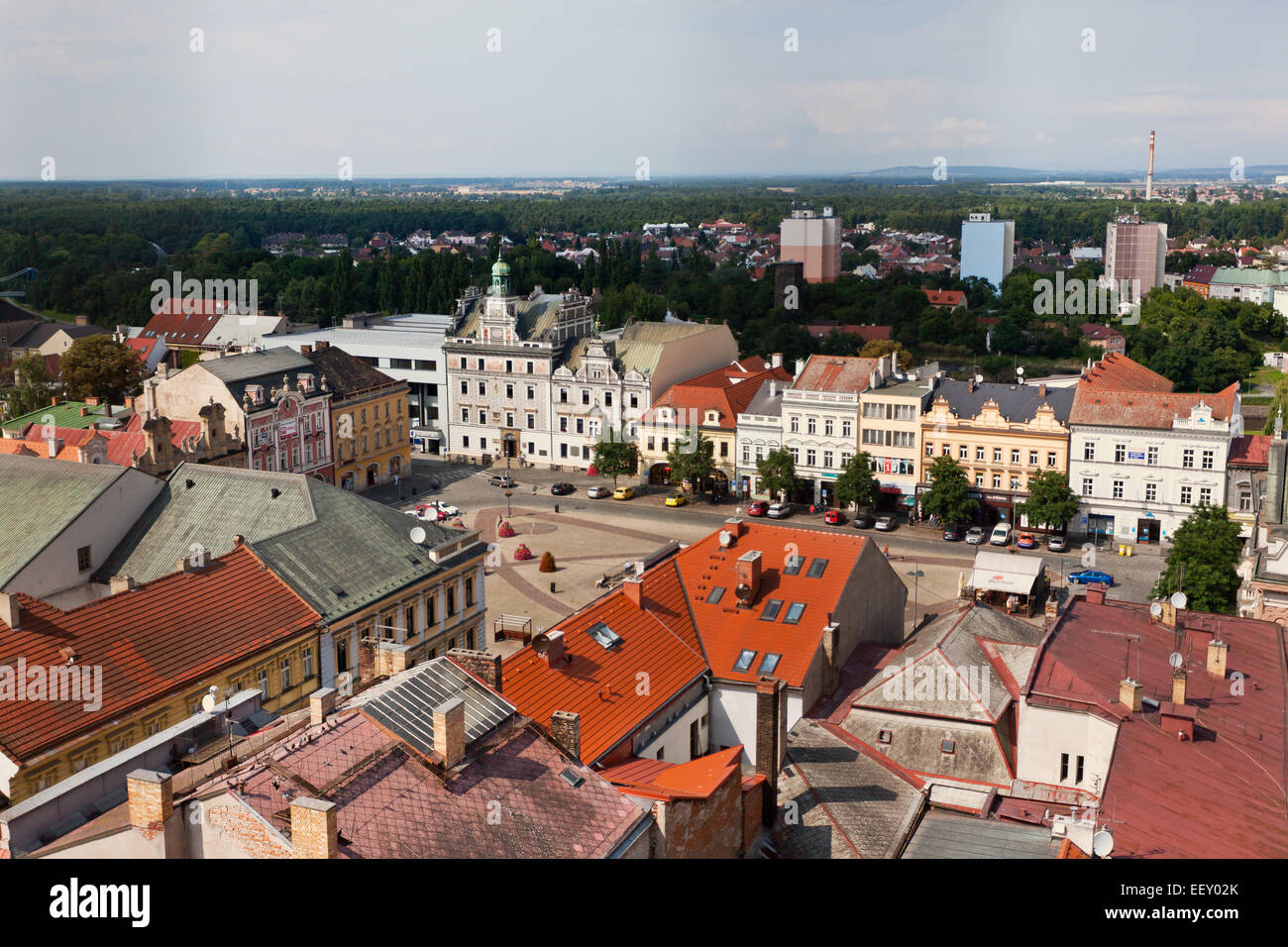 A view of the town square from a church tower in Kolin Stock Photo - Alamy