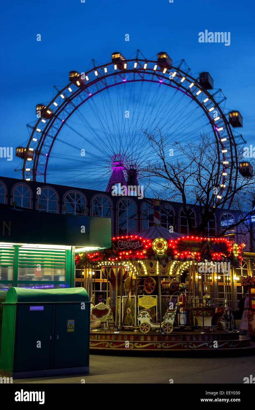 Amusement park prater with ferris wheel hi-res stock photography and ...