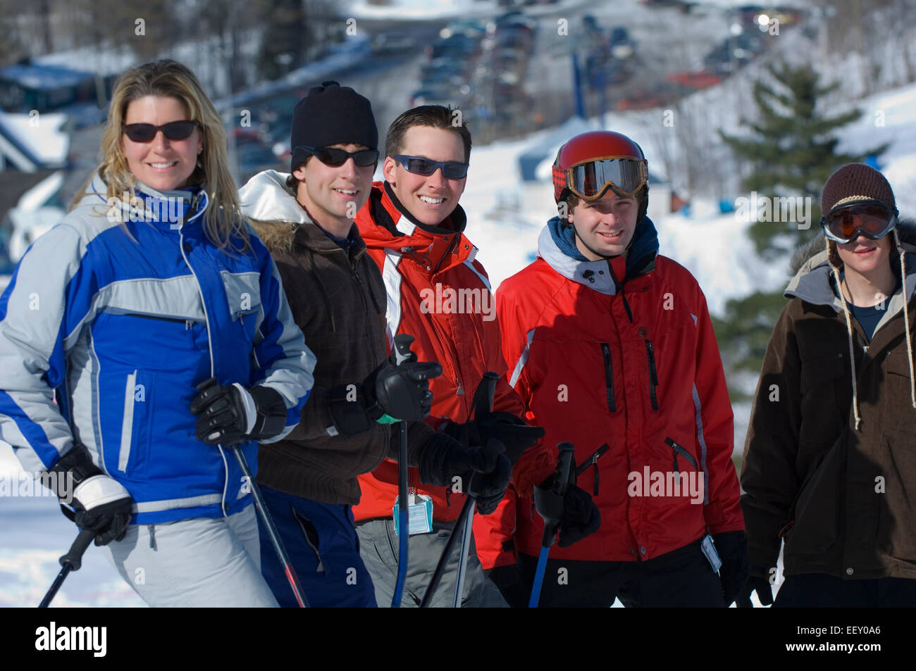 Group young people downhill skiing hi-res stock photography and images ...