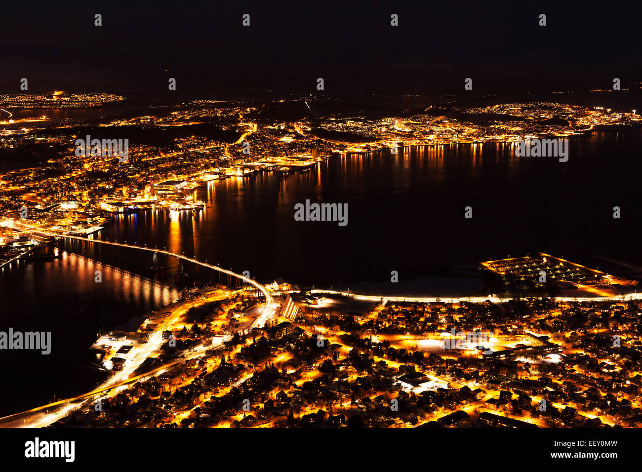 City of Tromso at night Stock Photo - Alamy