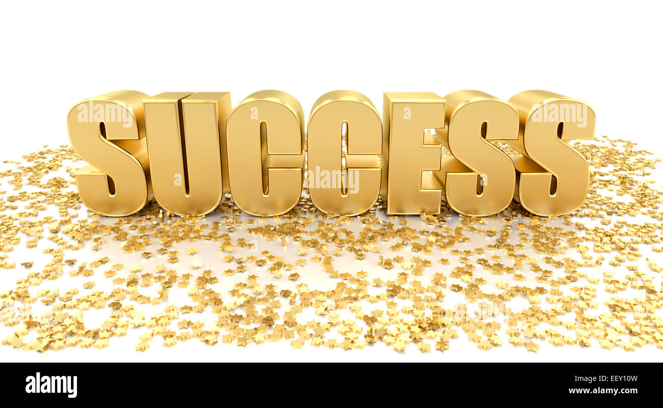 Success with stars on white background - High quality 3D Render Stock ...