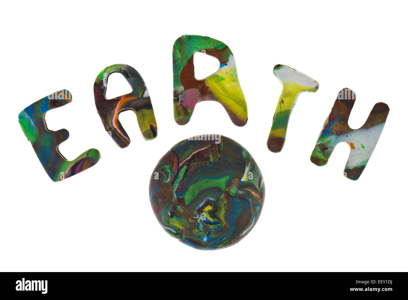 Plasticine letters forming word Earth written on white background Stock ...