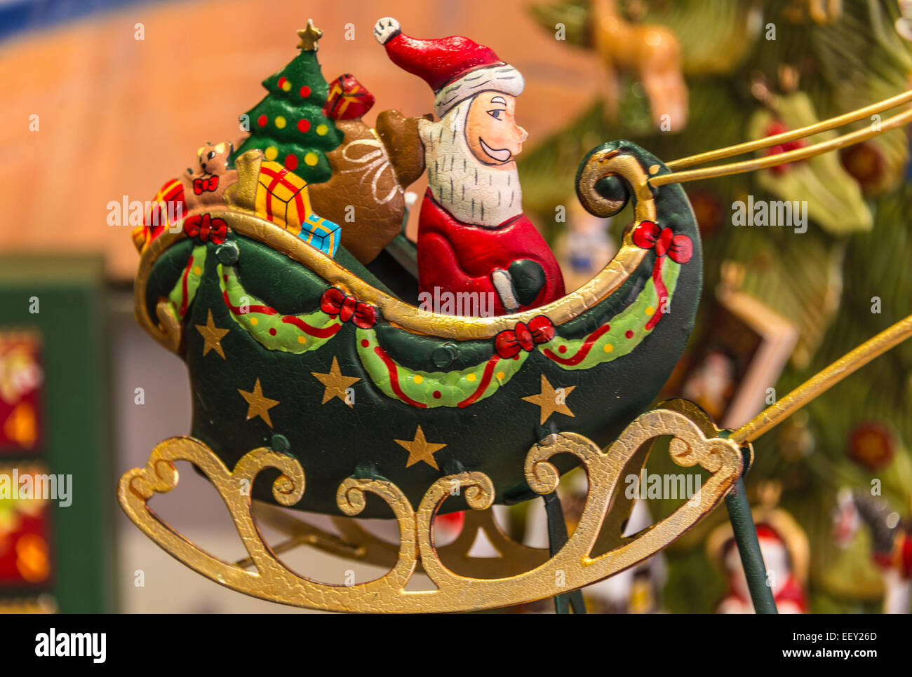 santa in his sleigh with presents and christmas tree Stock Photo - Alamy