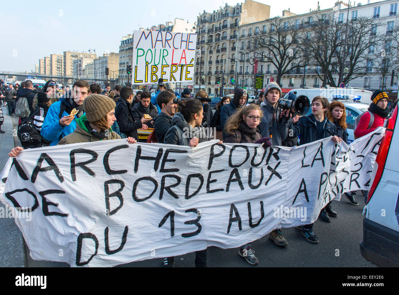 Paris, France. French Hi-gh Scho-ol Students March from Bordeaux in ...