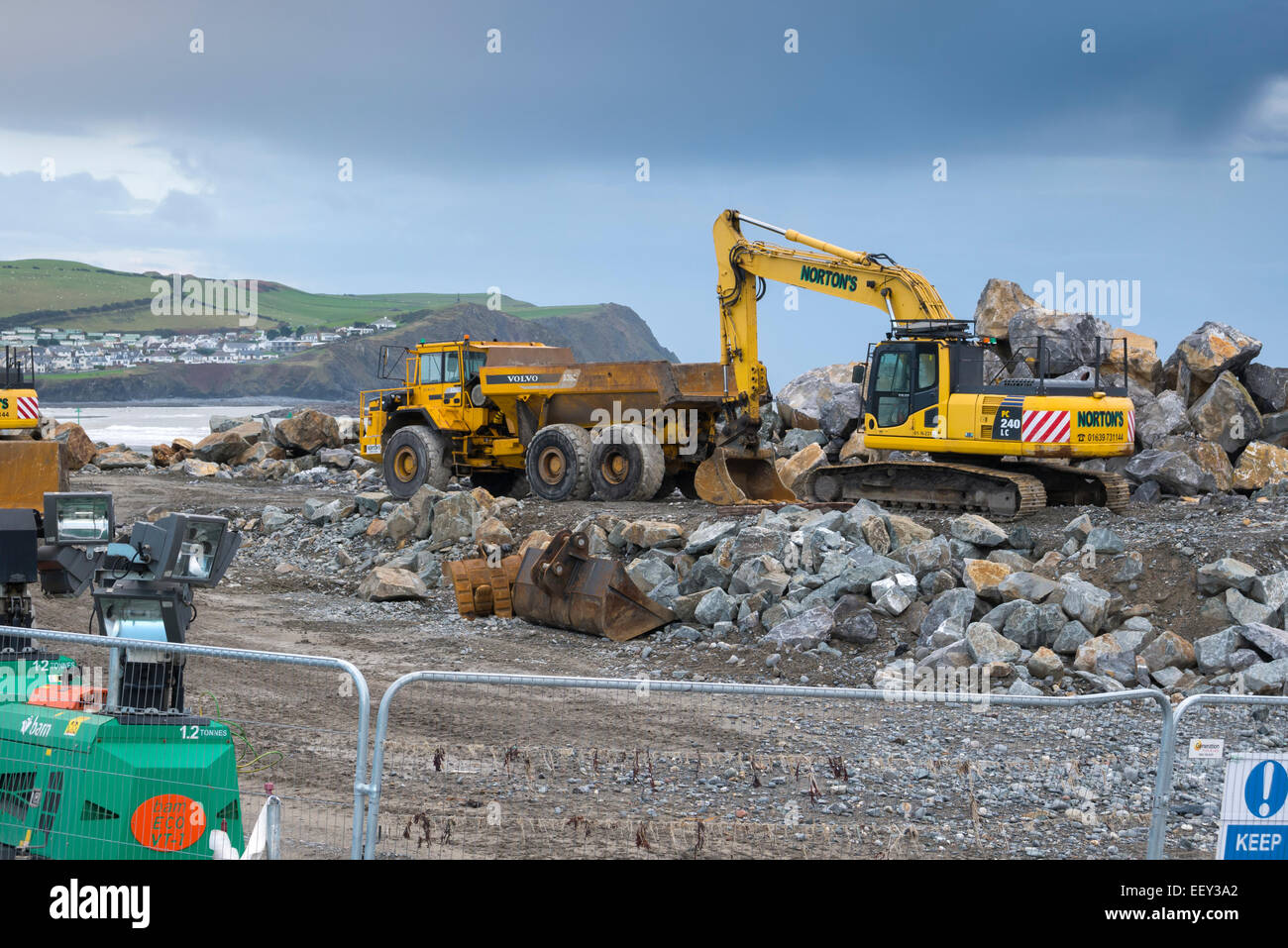 New sea defences under construction Borth Ceredigion Mid Wales Stock ...